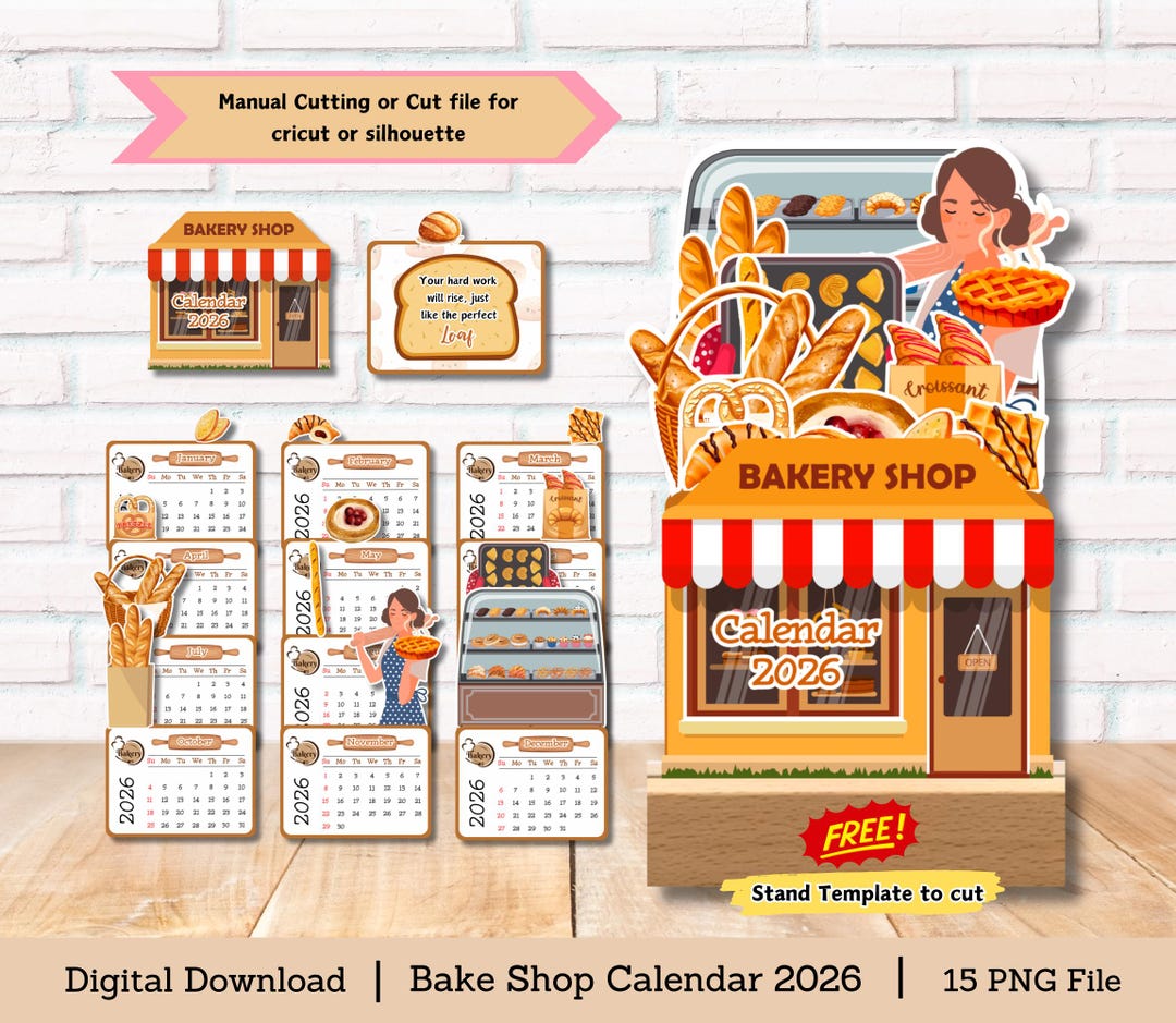 Bakery Shop Calendar, Bread Lover Calendar 2026, Bake Shop Calendar ...