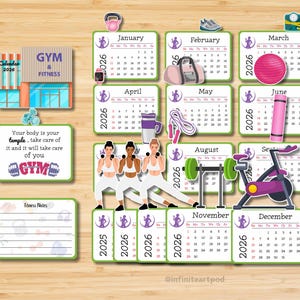 Fitness Calendar, Gym Calendar, Exercise Theme Calendar, Desk Calendar ...