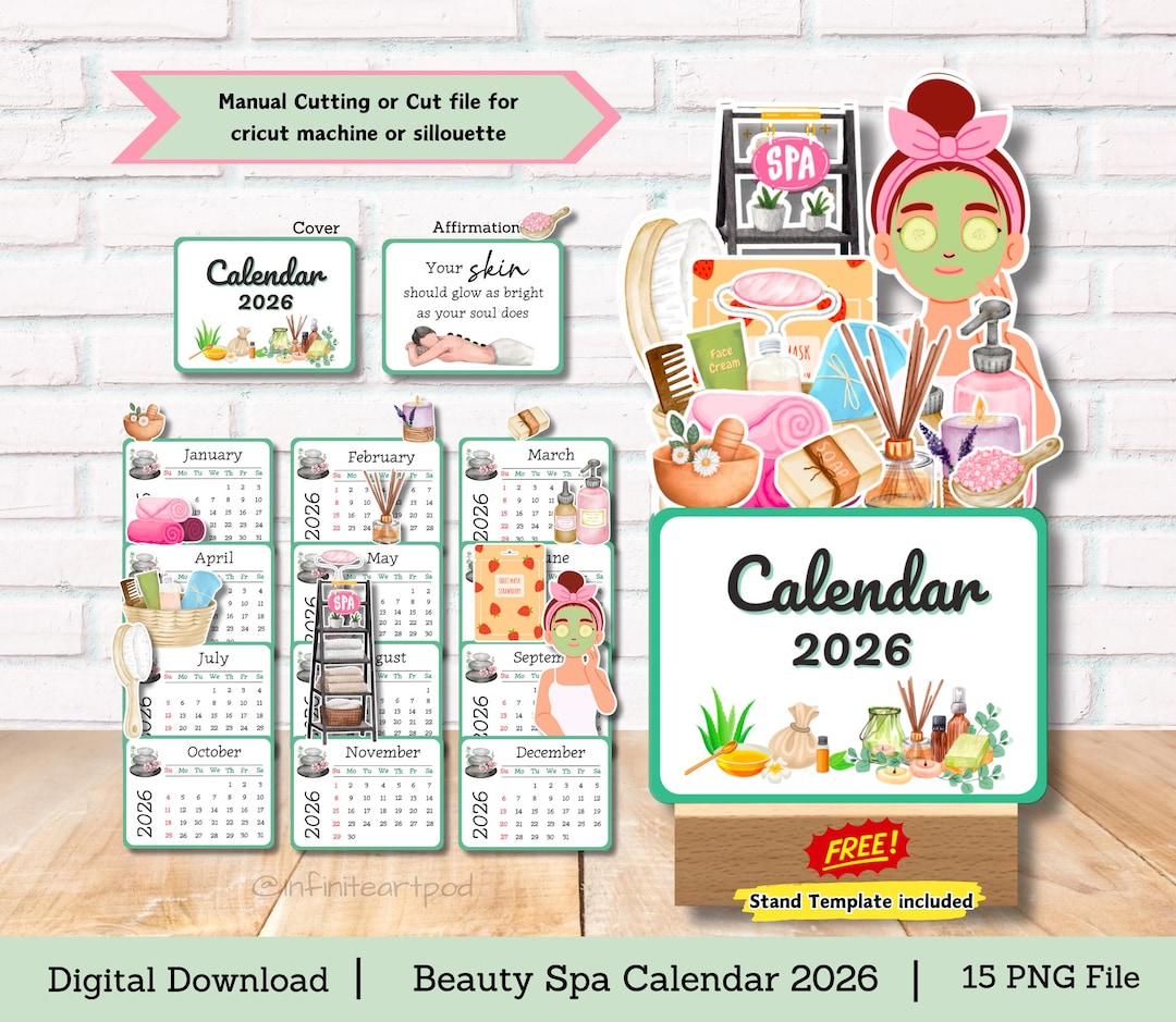 Beauty Spa Calendar, Spa Calendar, Beauty Salon Calendar, Massage ...