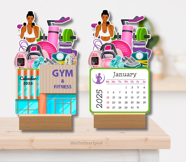Fitness Calendar, Gym Calendar, Exercise Theme Calendar, Desk Calendar ...