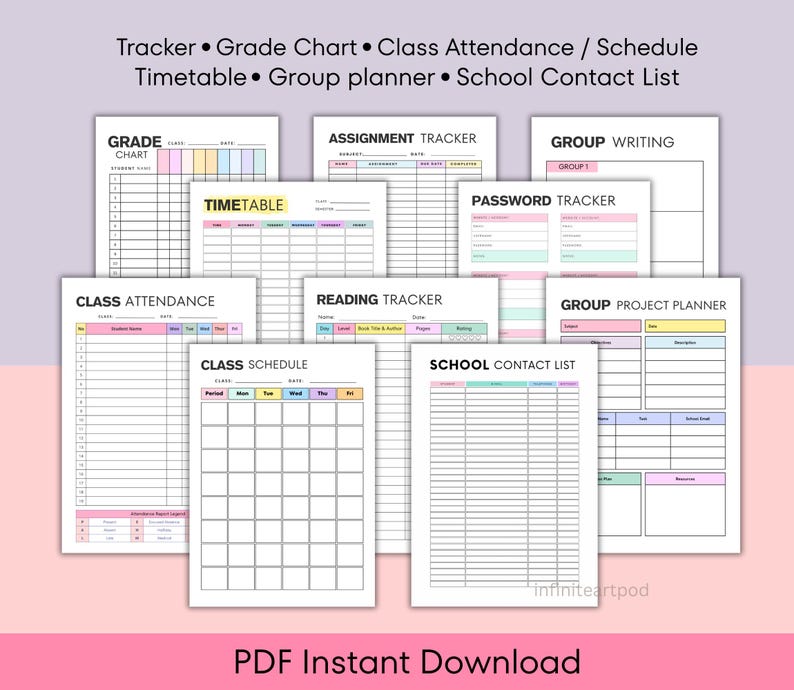 Printable Teacher Planner: Undated Lesson Plans, Student Info (PDF ...