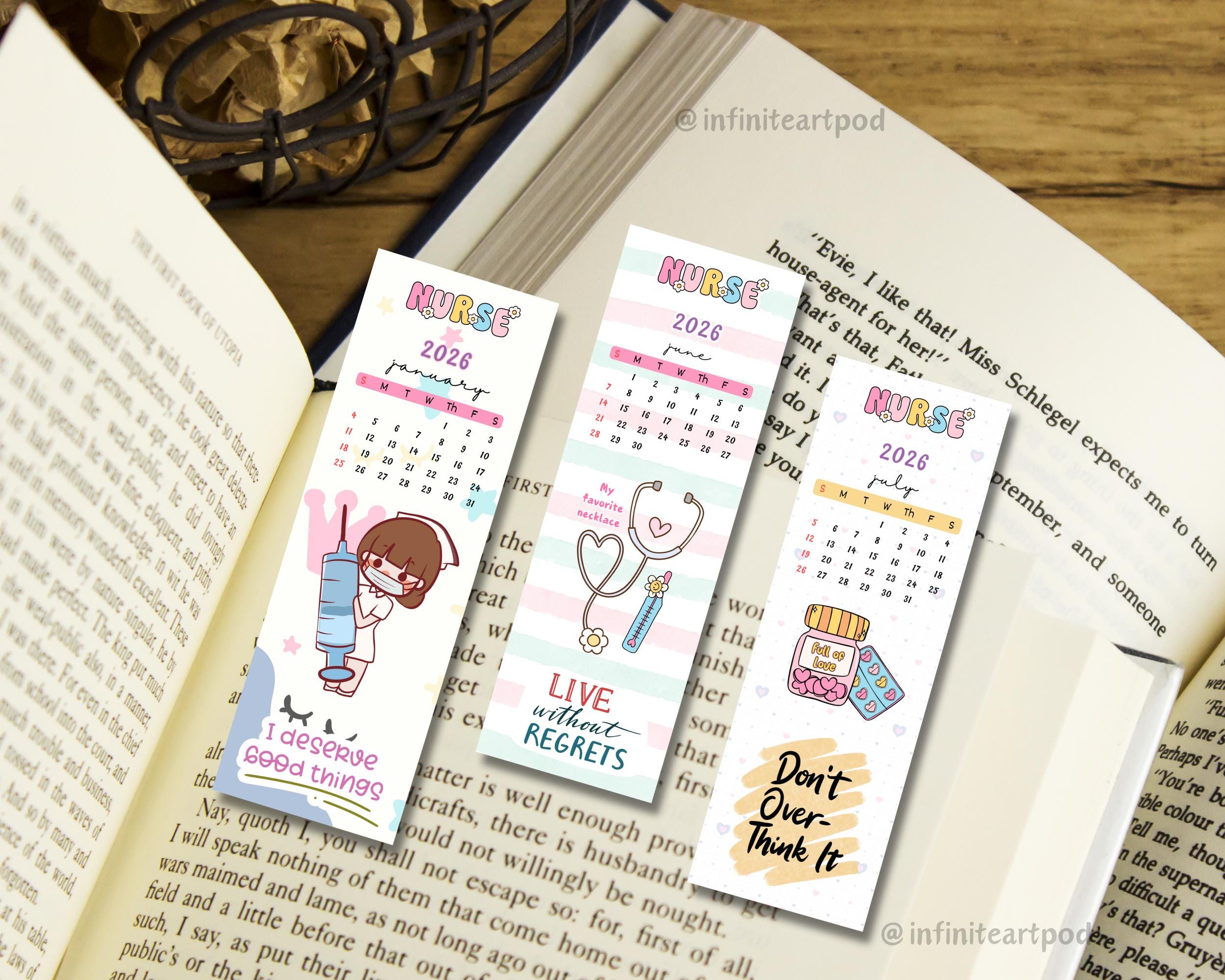 Nurse Bookmark Calendar, Bookmark Calendar Set, Nurse Calendar, Medical ...