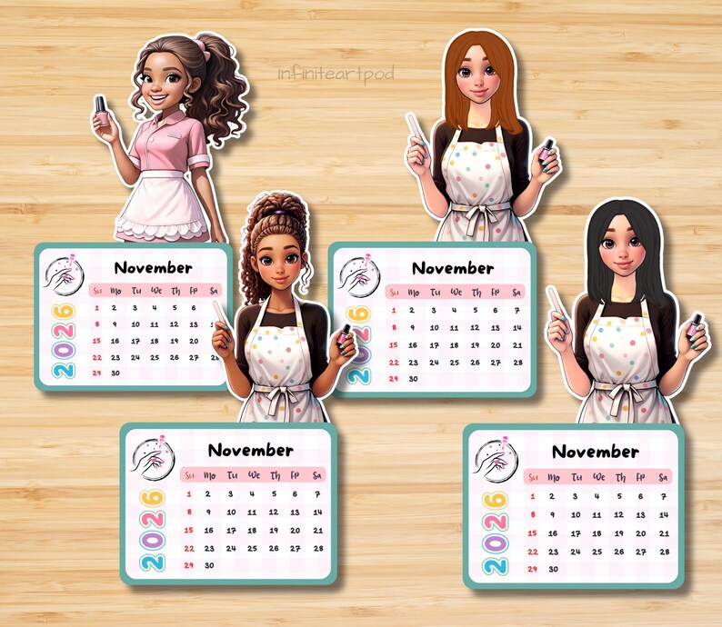 Nail Salon Calendar 2026, Desk Calendar, Beauty Salon Calendar, Png Cut ...