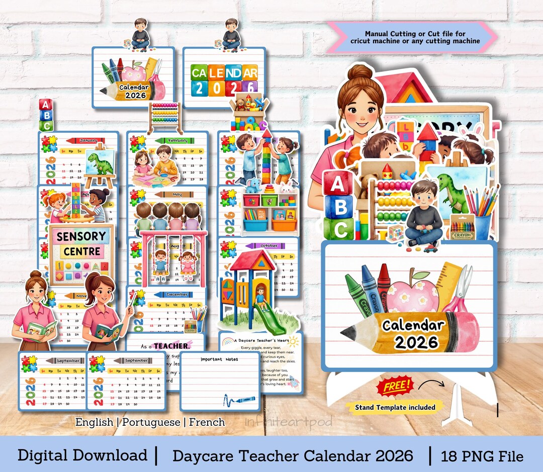 Daycare Teacher Calendar, Preschool Teacher Calendar, Desk Calendar ...