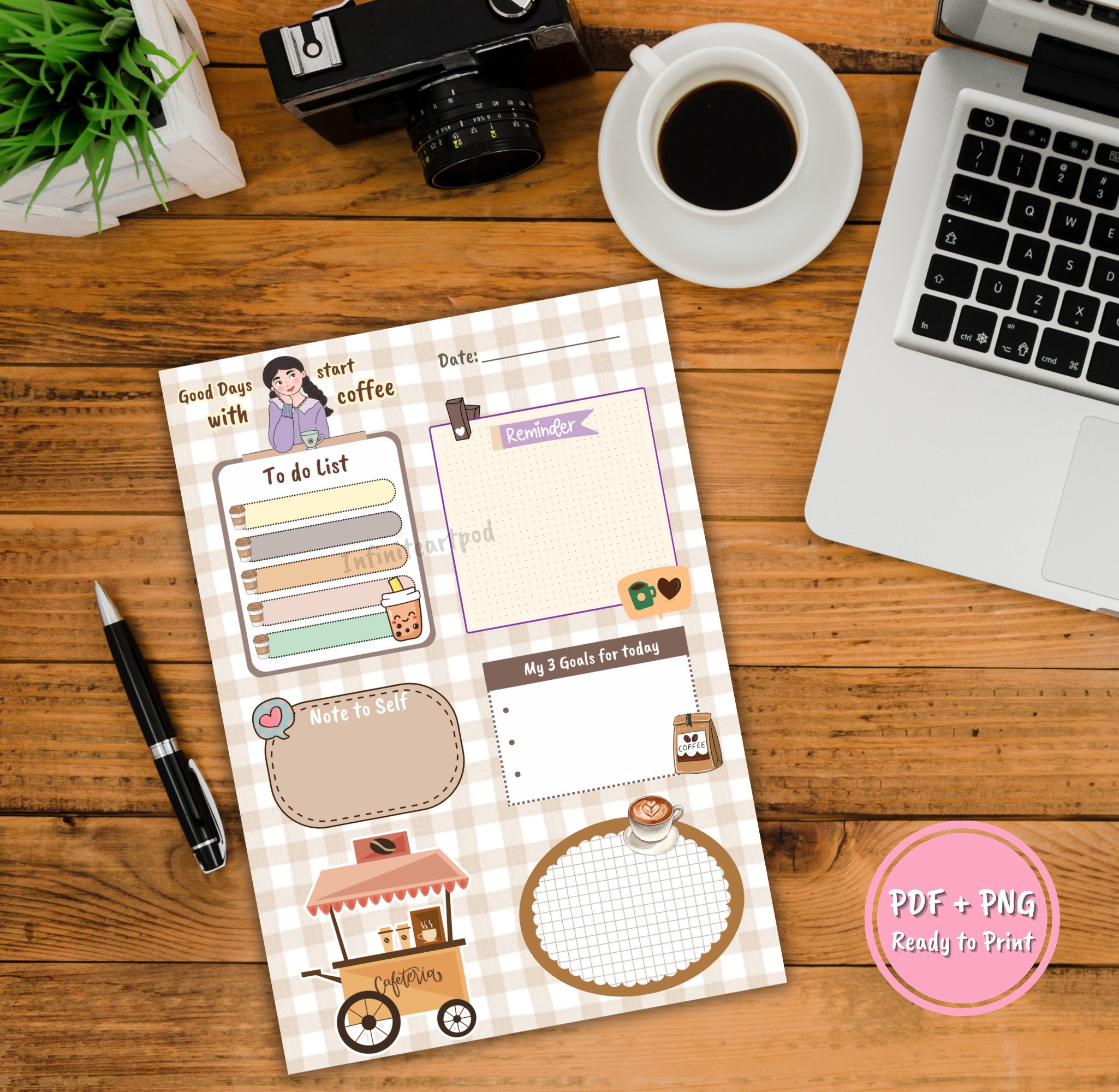 Coffee Printable Notepad, Coffee Memo Sheet, Coffee To-do List, Kawaii ...