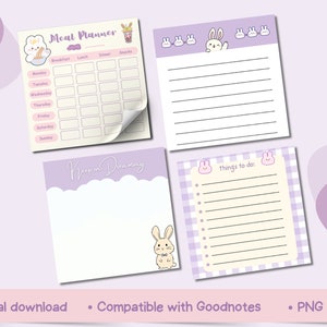 Bunny Notepad Printable, Bunny Memo Pad Printable, Notepad for ...