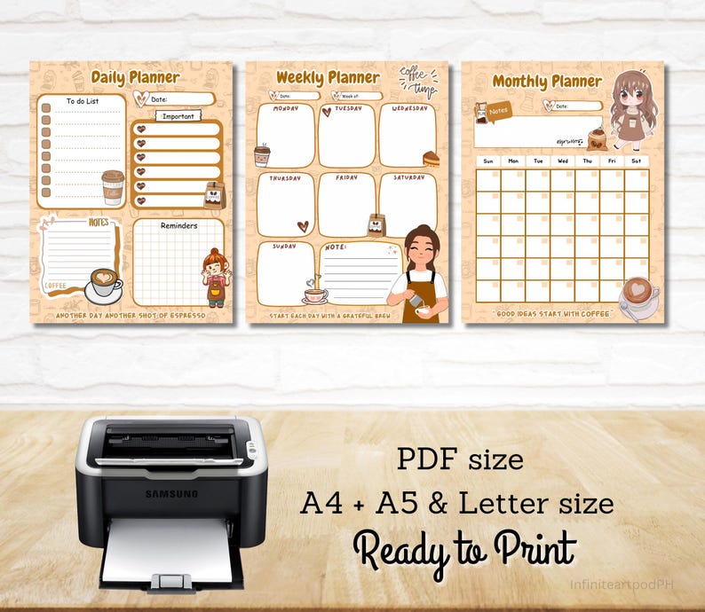 Coffee Planner, Coffee Daily Planner, Coffee Weekly Planner, Coffee ...