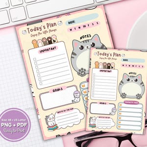 Cat Notepad, Cat Daily Planner, Daily Planner, Notepad Template ...