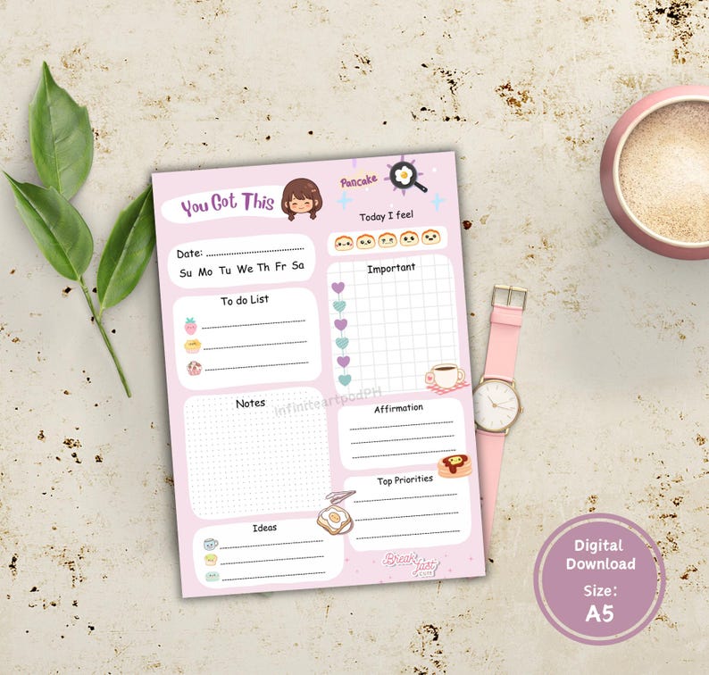 Breakfast Kawaii Notepad, Kawaii Notepad, Breakfast Kawaii Memo Pad ...