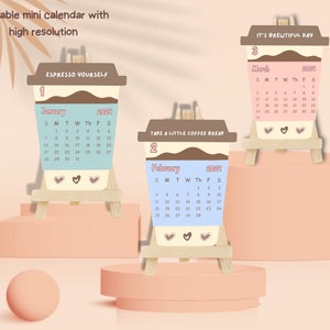 Coffee Cup Mini Calendar, Coffee Cup Desk Calendar, Coffee Printable ...