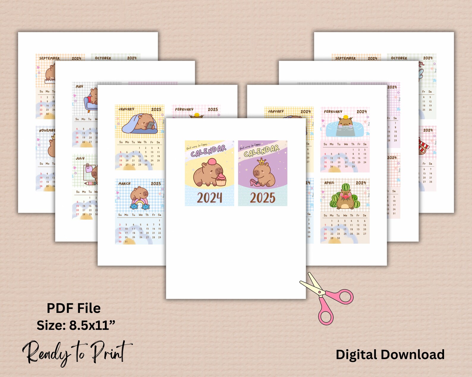 Capybara Calendar 2024, Capybara Calendar, Mini Desk Calendar, Calendar ...