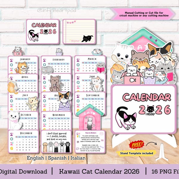 Cute calendar 2026 kawaii - Etsy México