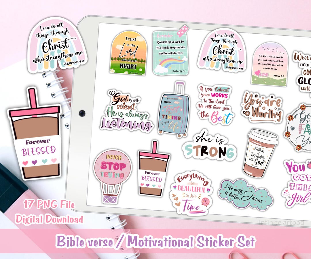 Bible Verse Sticker, Motivational Sticker Set, Inspirational Sticker ...