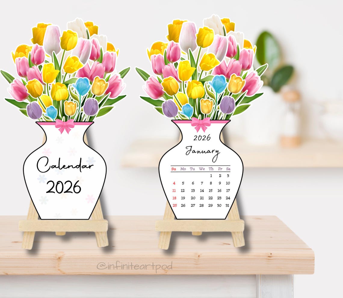 Tulips Calendar, Floral Calendar, Flower Calendar, Desk Calendar ...