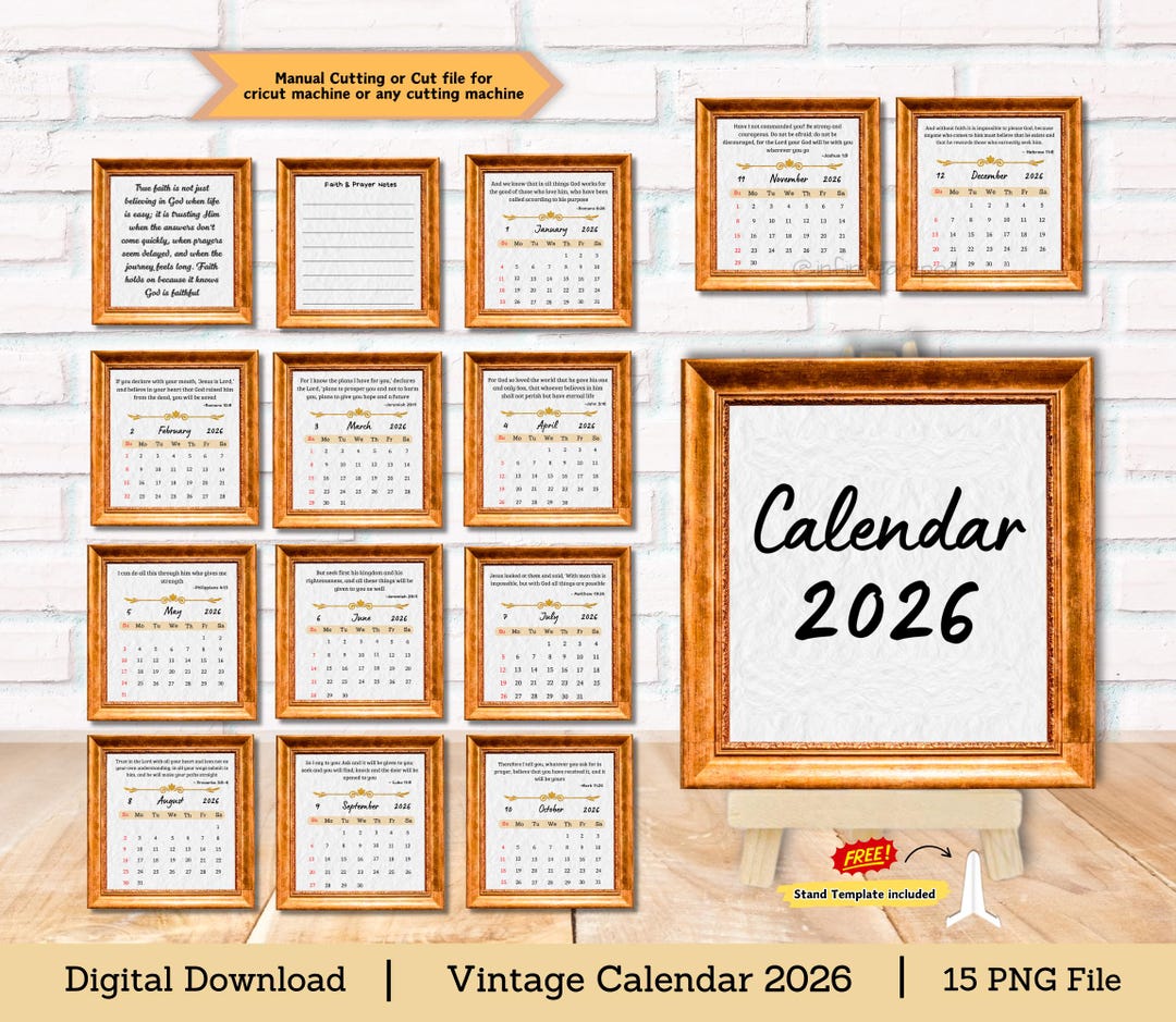 Vintage Calendar 2026, Bible Verse Desk Calendar, Scripture Calendar ...