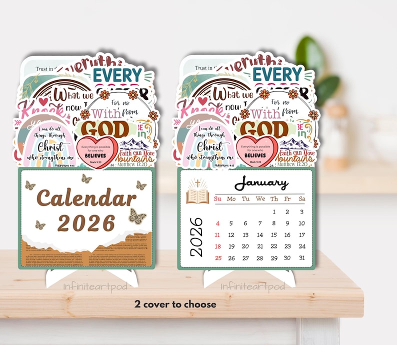 Bible Verse Calendar 2026, Scripture Desk Calendar, Faith Journal, PNG ...