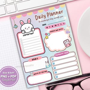 Bunny Notepad, Bunny Planner, Daily Planner, Monthly Planner, Weekly ...
