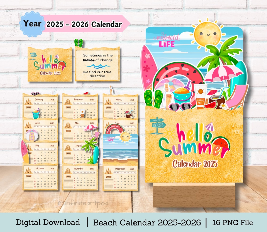 Beach Calendar 2026, Ocean Vibes Calendar, Summer Beach Calendar, Beach ...