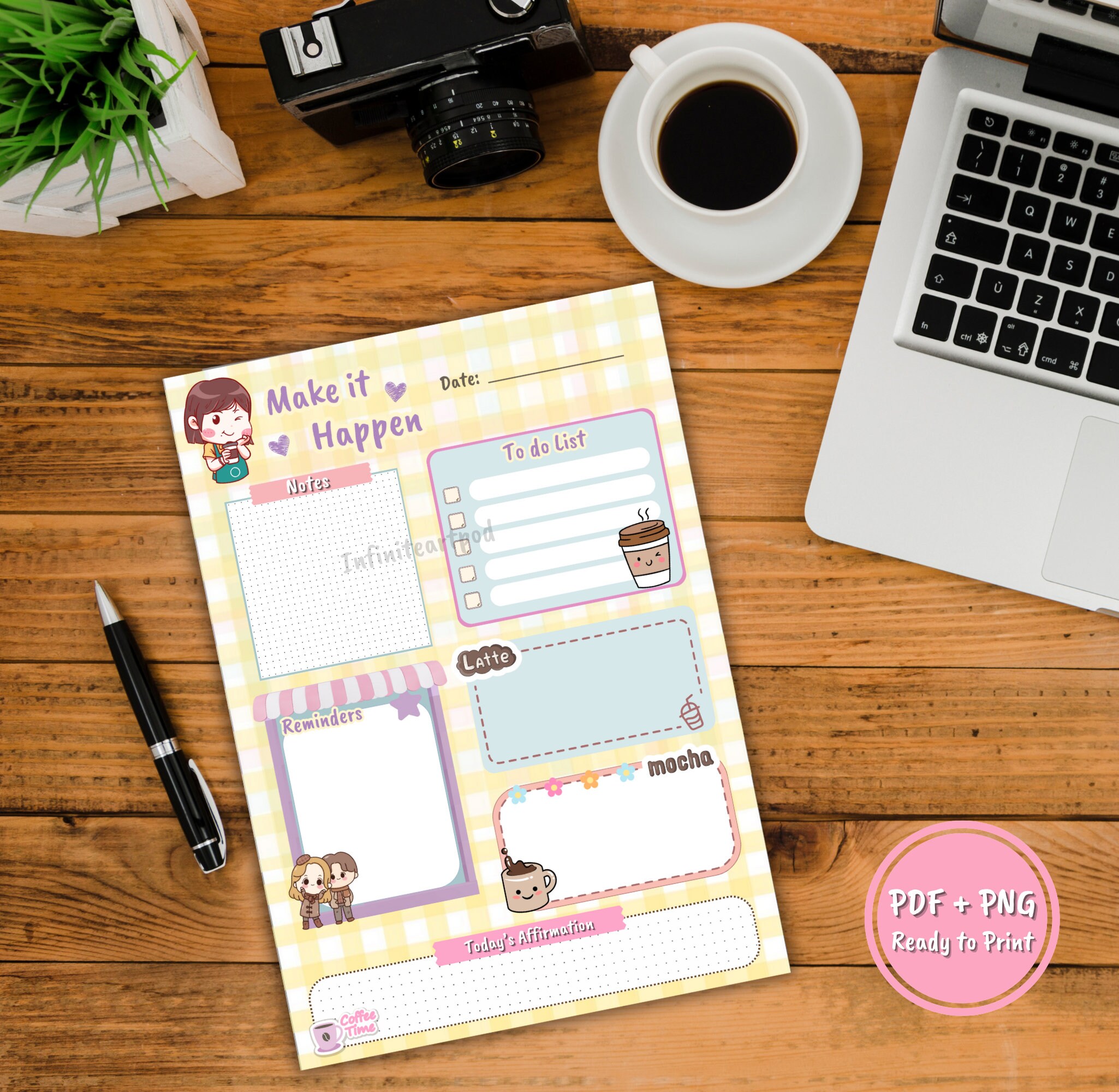 Coffee Printable Notepad, Coffee Memo Sheet, Coffee To-do List, Kawaii ...