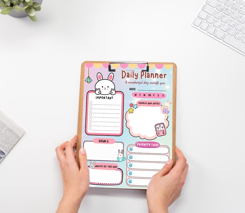 Bunny Notepad, Bunny Planner, Daily Planner, Monthly Planner, Weekly ...
