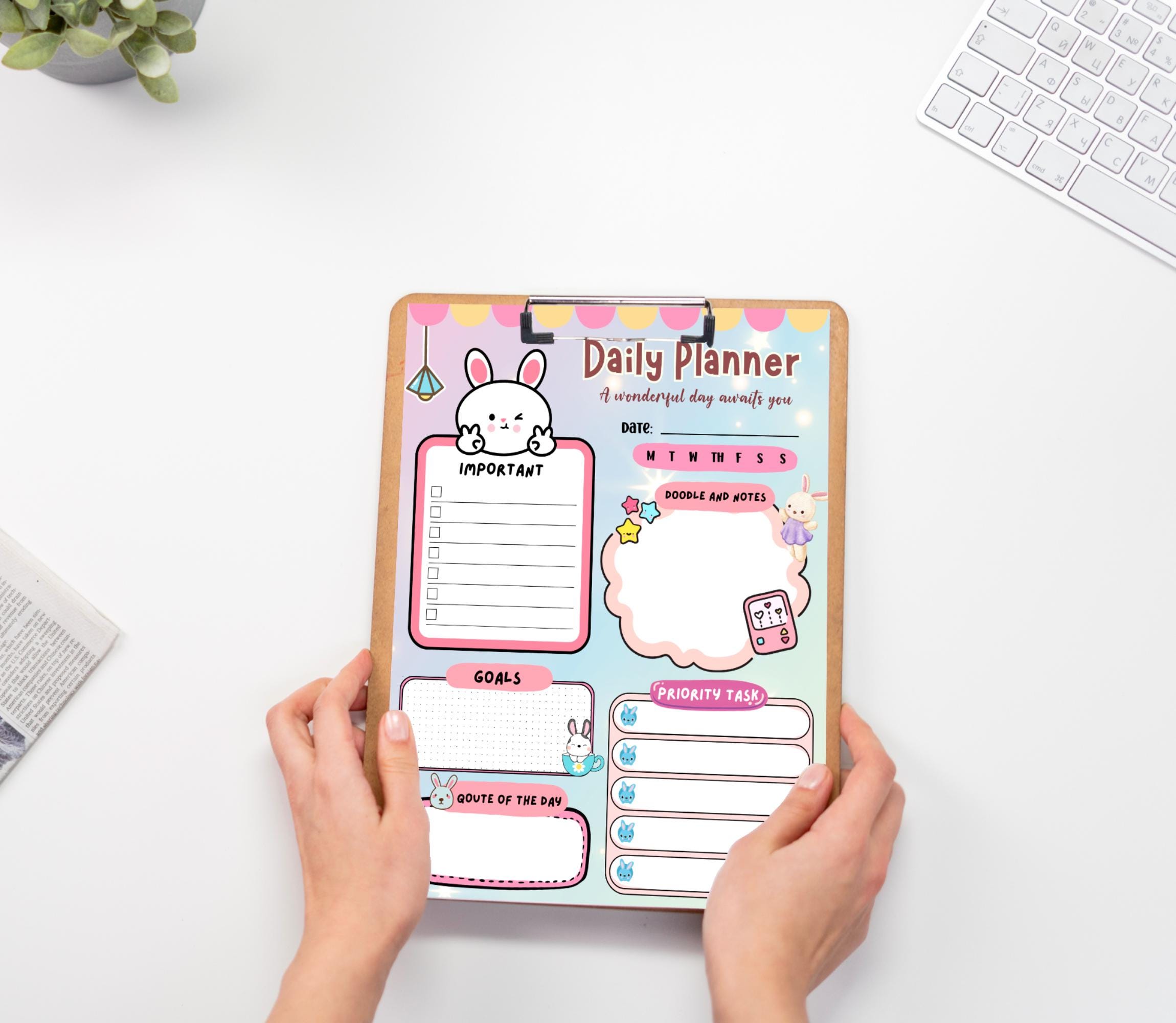 Bunny Notepad, Bunny Planner, Daily Planner, Monthly Planner, Weekly ...