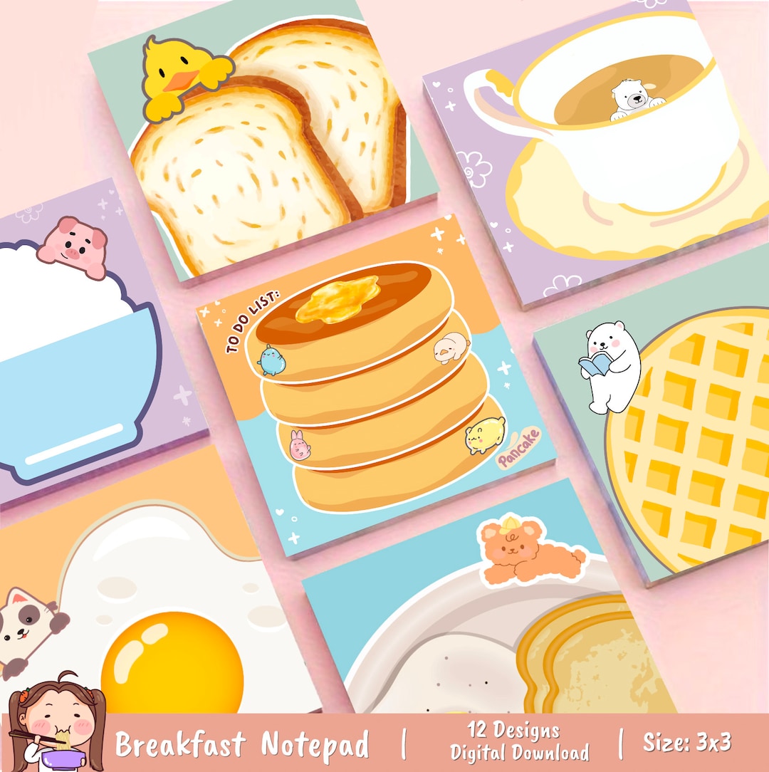 Breakfast Notepad, Kawaii Breakfast Notepad, Cute Breakfast Notepad ...