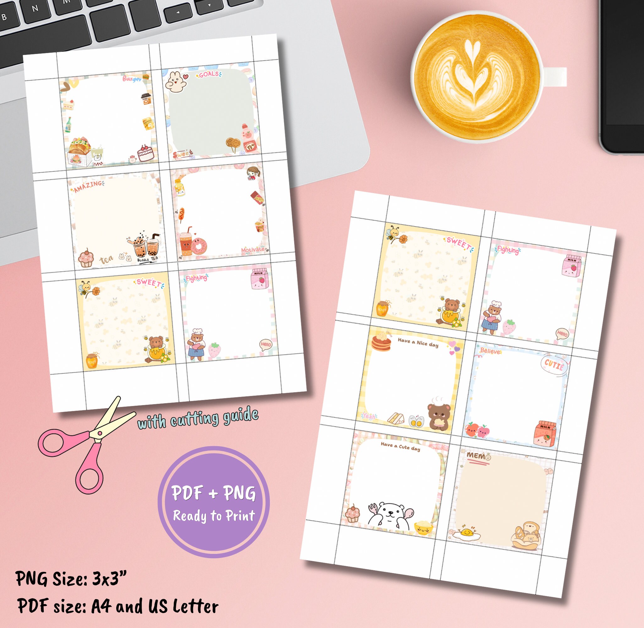 Kawaii Food Notepad, Cute Food Memopad, Kawaii Notepad, Notepad ...