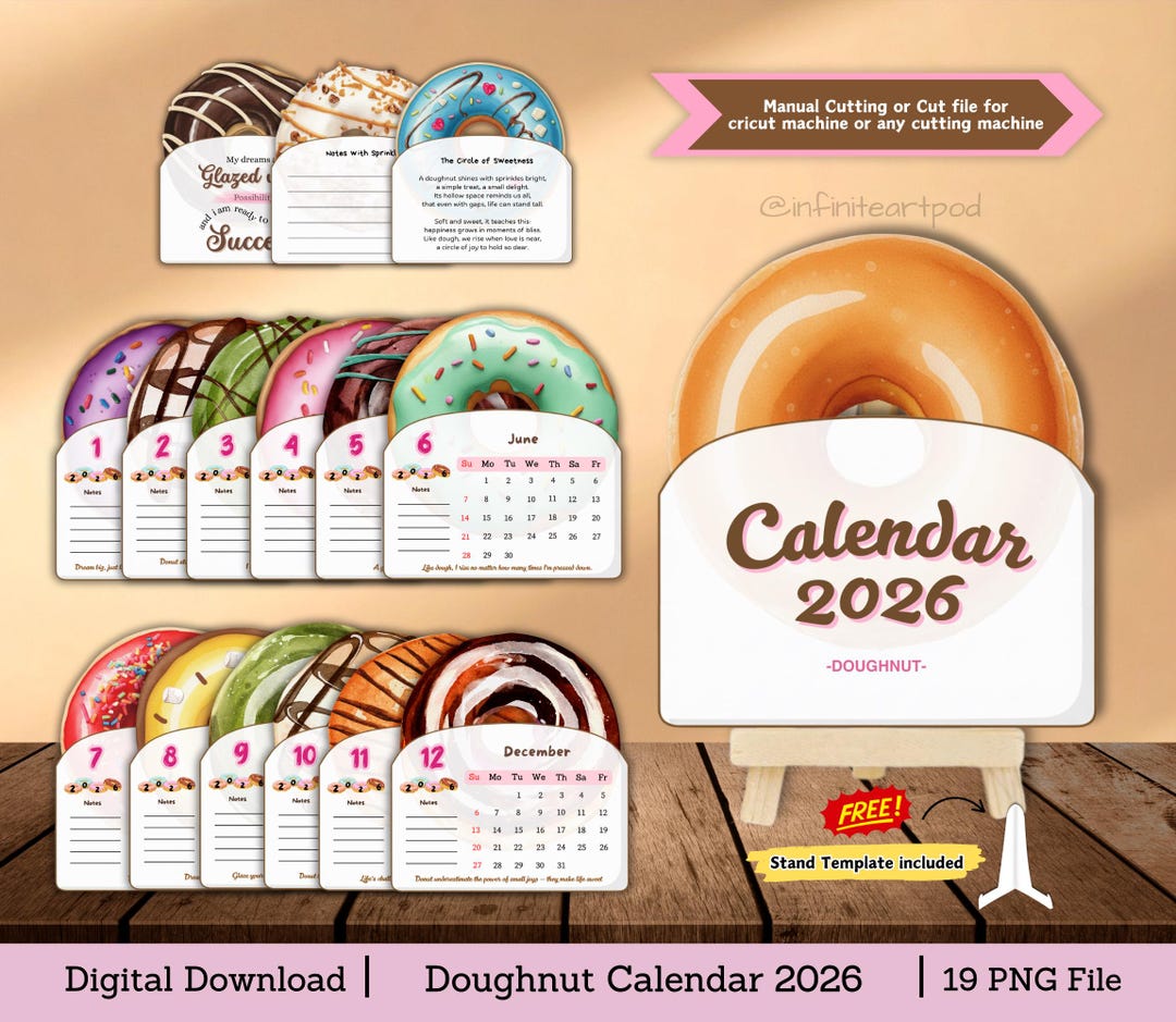 Doughnut Calendar 2026, Donut Desk Calendar, Sweet Calendar, Instant ...