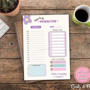 Cute Notepad, Daily Planner, Monthly Planner, Weekly Planner, Printable ...
