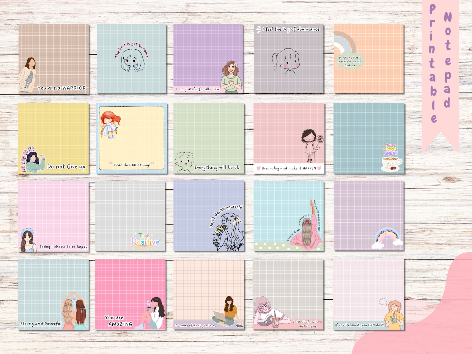Girl Positive Affirmation Notepad, Girl Affirmation Notepad ...