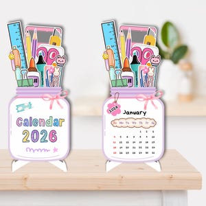 Teacher Desk Calendar, Jar Calendar 2026, Cricut Cut File (digital ...
