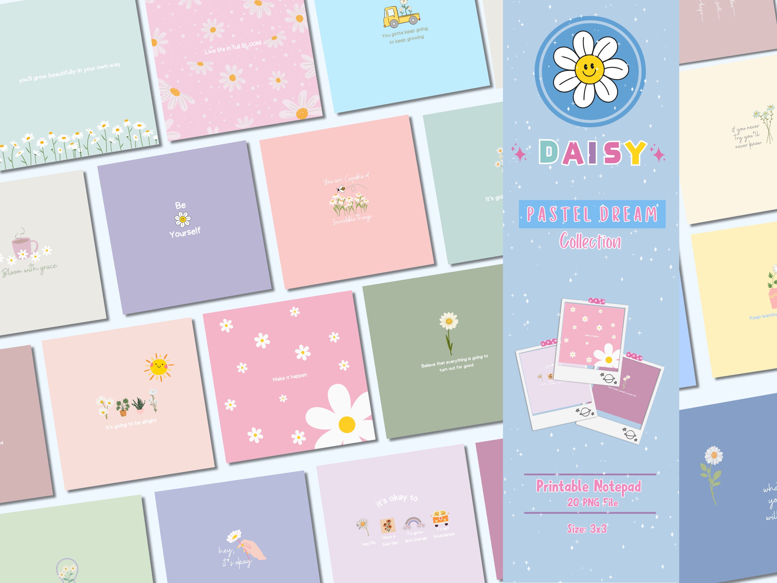 Daisy Flower Notepad, Daisy Flower Printable Notepad, Daisy Flower Memo ...