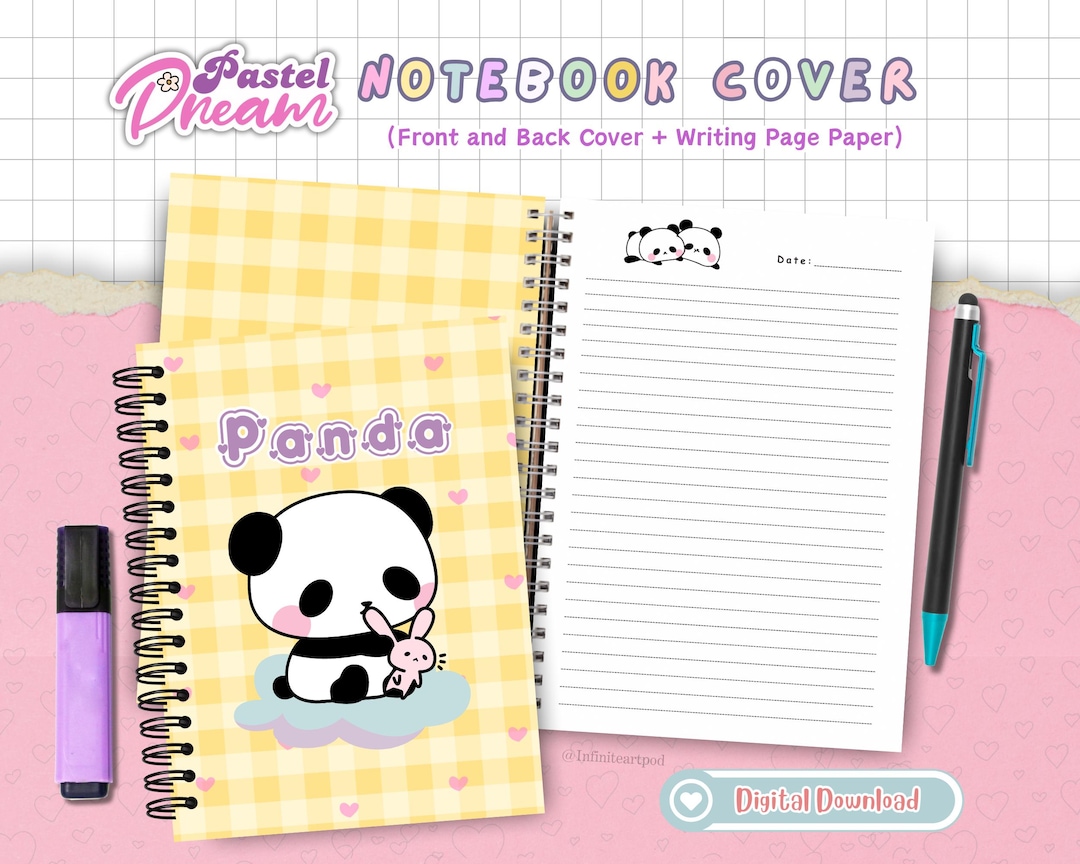 Panda Notebook Cover, Panda Planner Cover, Planner Notebook, Printable ...