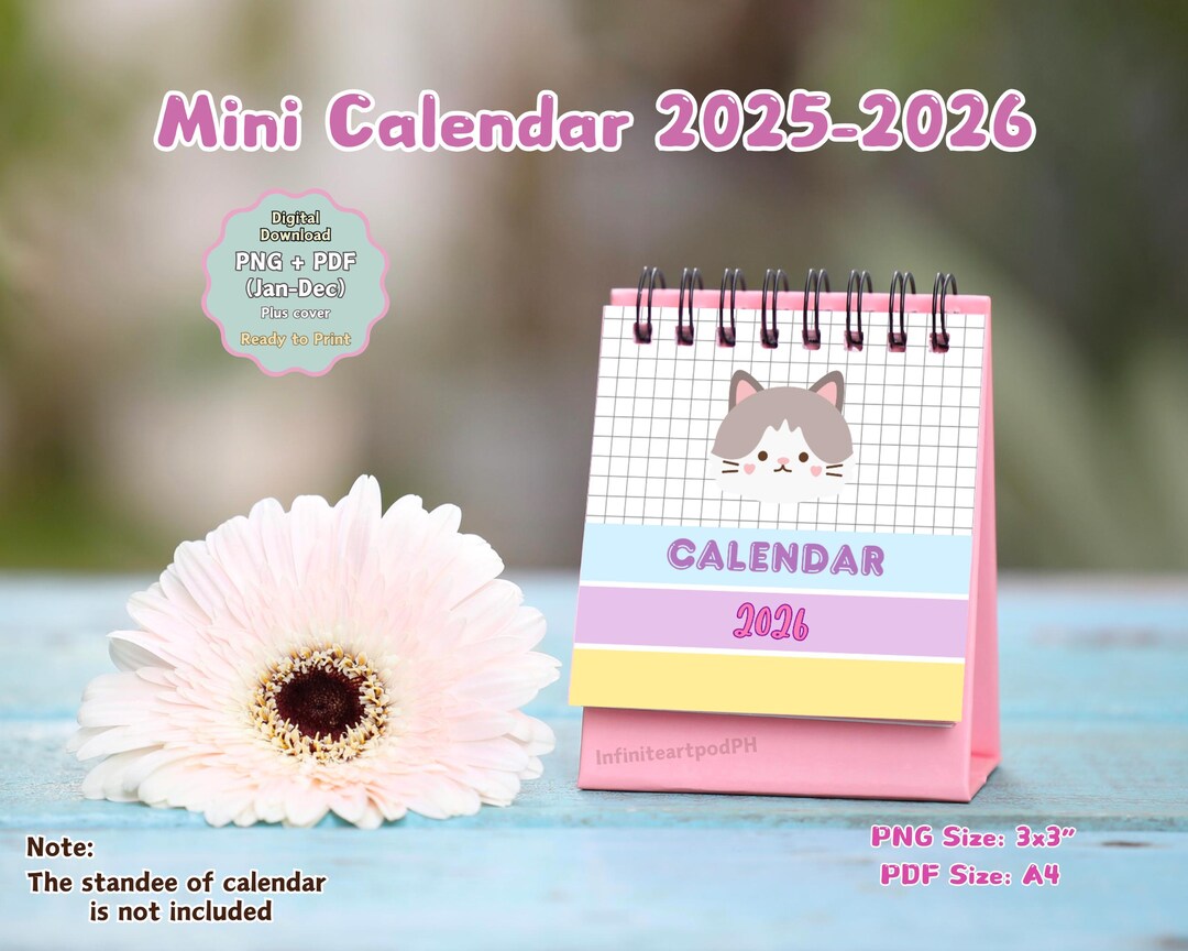 Cat Calendar, Mini Desk Calendar, Calendar 2026, Calendar Template ...