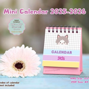 Cat Calendar, Mini Desk Calendar, Calendar 2026, Calendar Template ...
