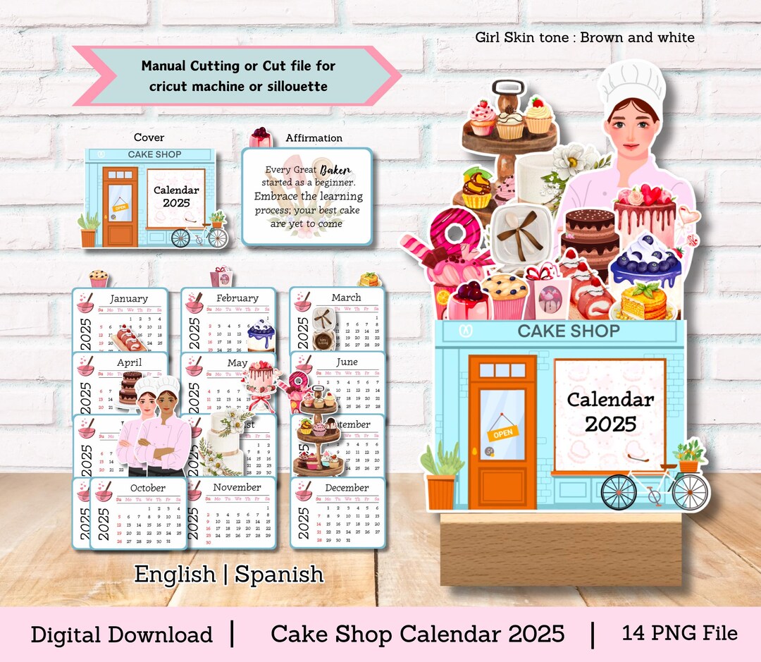 Cake Shop Calendar, Cake Lover Calendar, Cupcake Calendar, Sweet ...