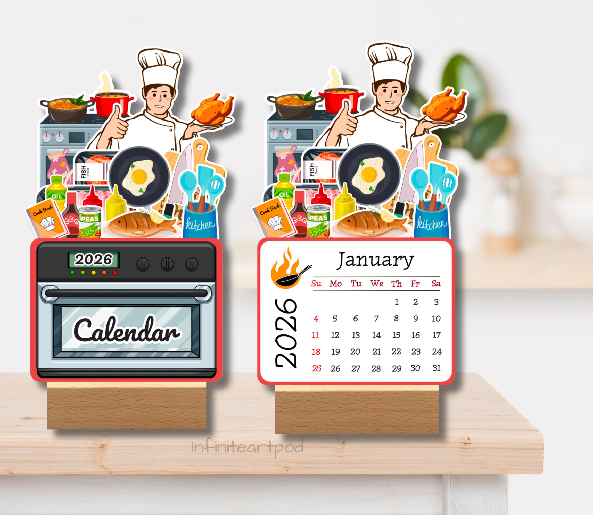 Cooking Calendar, Chef Desk Calendar, Culinary Calendar, Kitchen Theme ...