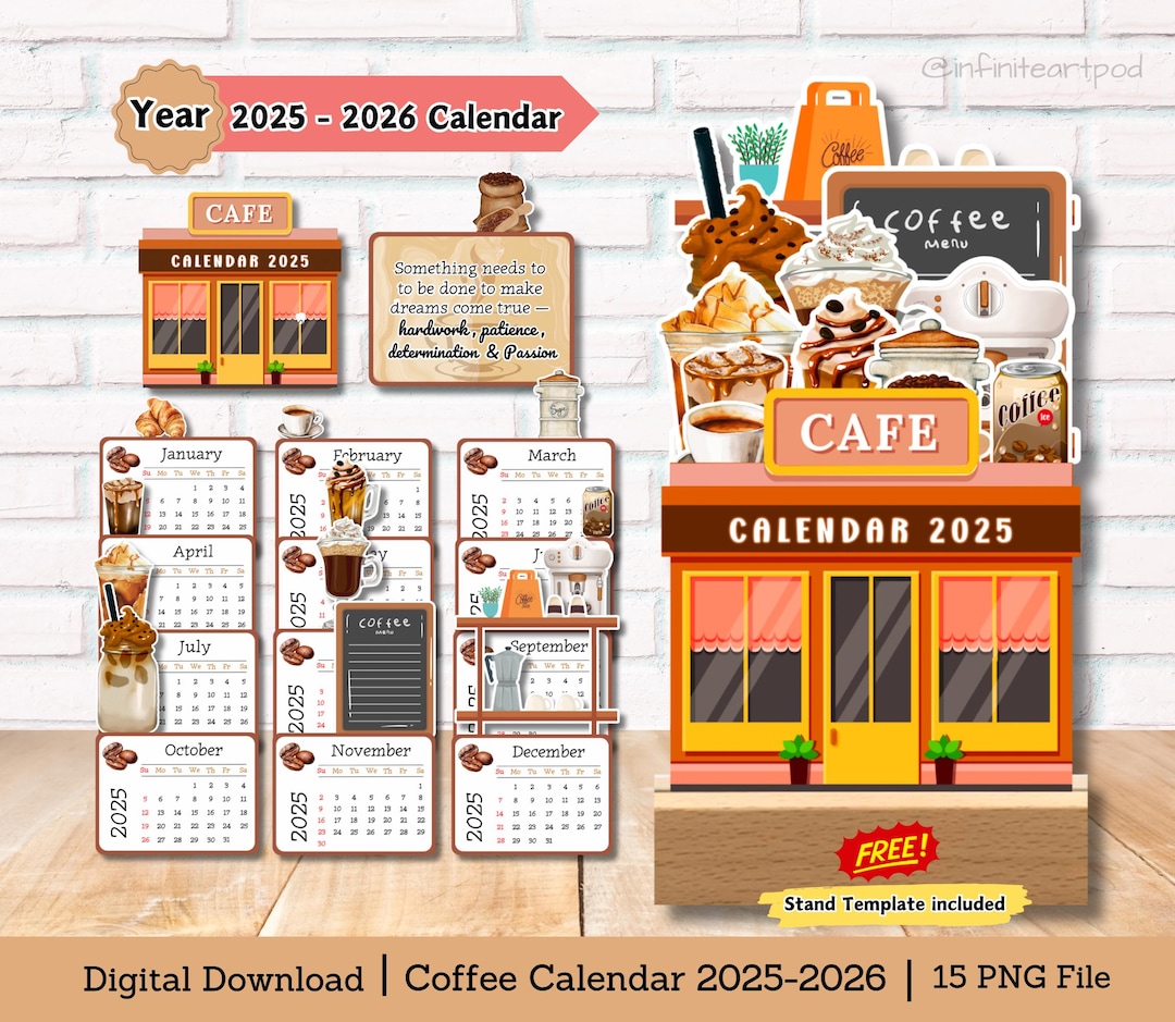Coffee Shop Calendar, Coffee Lover Calendar, Desk Calendar, Calendar ...