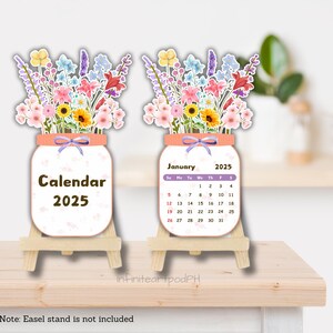 Floral Desk Calendar, Flower Calendar 2025, Calendar Template ...