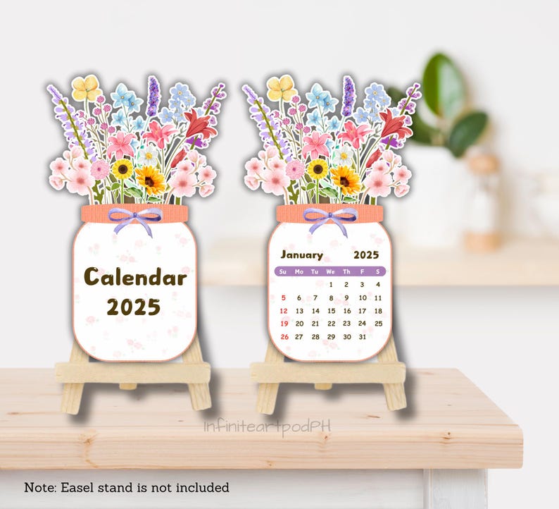 Floral Desk Calendar, Flower Calendar 2025, Calendar Template ...