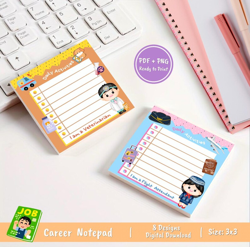 Career Notepad: Printable Professional Memo Pad for Teachers, Nurses ...