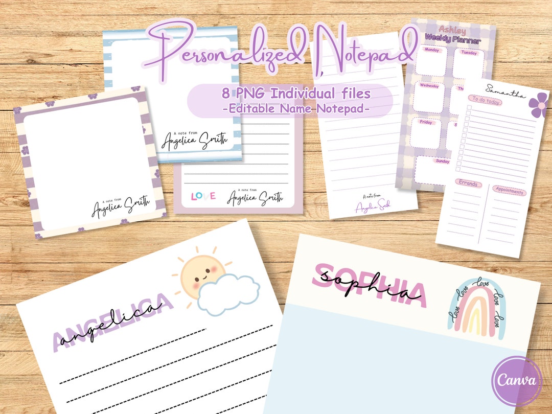 Personalized Name Notepad, Notepad Template, Editable Name Notepad ...