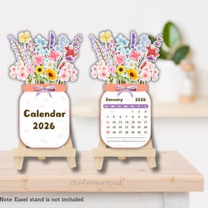 Floral Desk Calendar, Flower Calendar 2026, Calendar Template ...