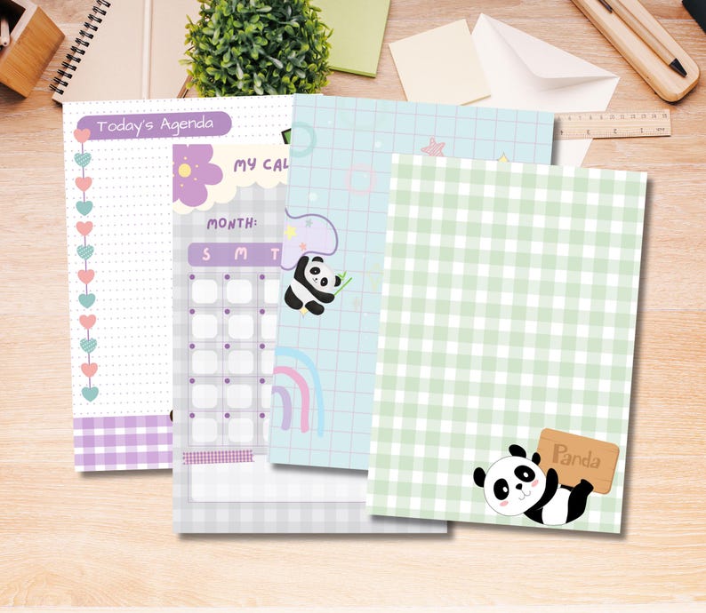 Panda Notepad, Panda Memopad, Kawaii Notepad, Printable Notepad ...
