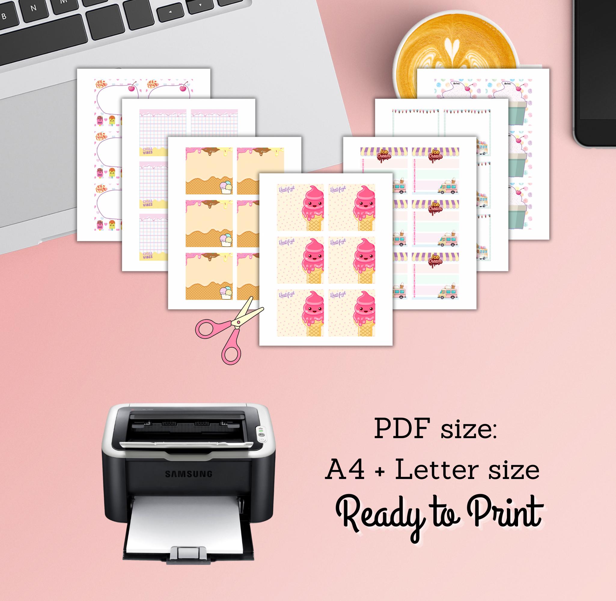 Ice Cream Notepad, Kawaii Notepad, Notepad Template, Memopad, to Do ...
