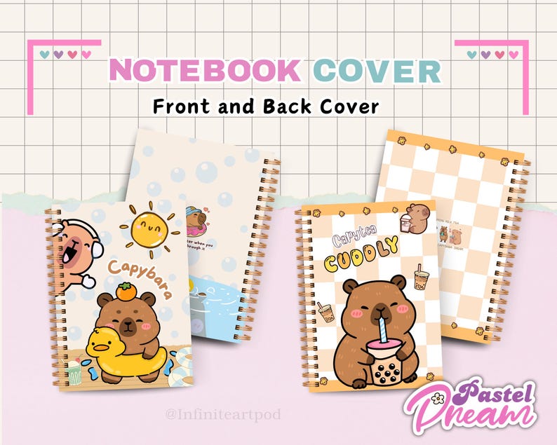 Capybara Notebook Cover, Printable Notebook, Journal Cover, A5 Notebook ...