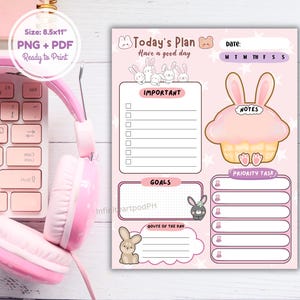 Bunny Notepad, Bunny Planner, Daily Planner, Monthly Planner, Weekly ...