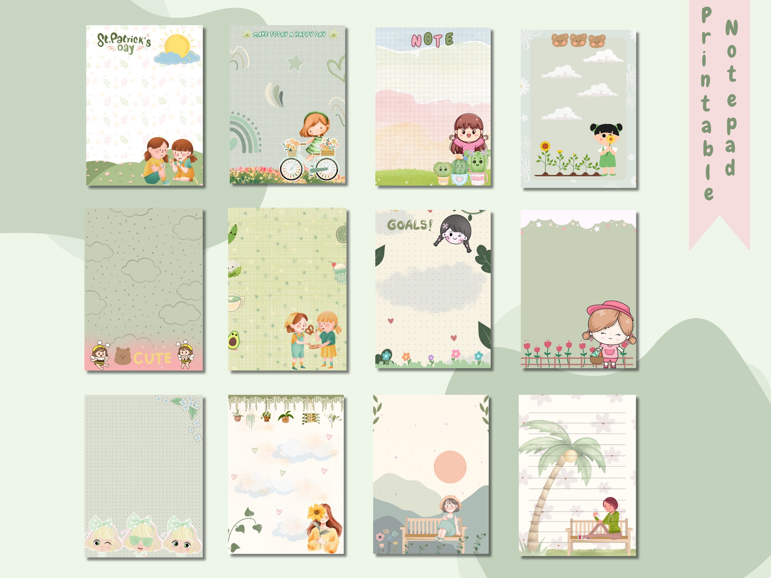 Cute Girl St. Patrick Day Notepad, St. Patrick Day Memo Pad, St ...