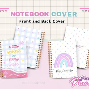 Pastel Notebook Cover, Printable Notebook Front and Back Cover, Planner ...