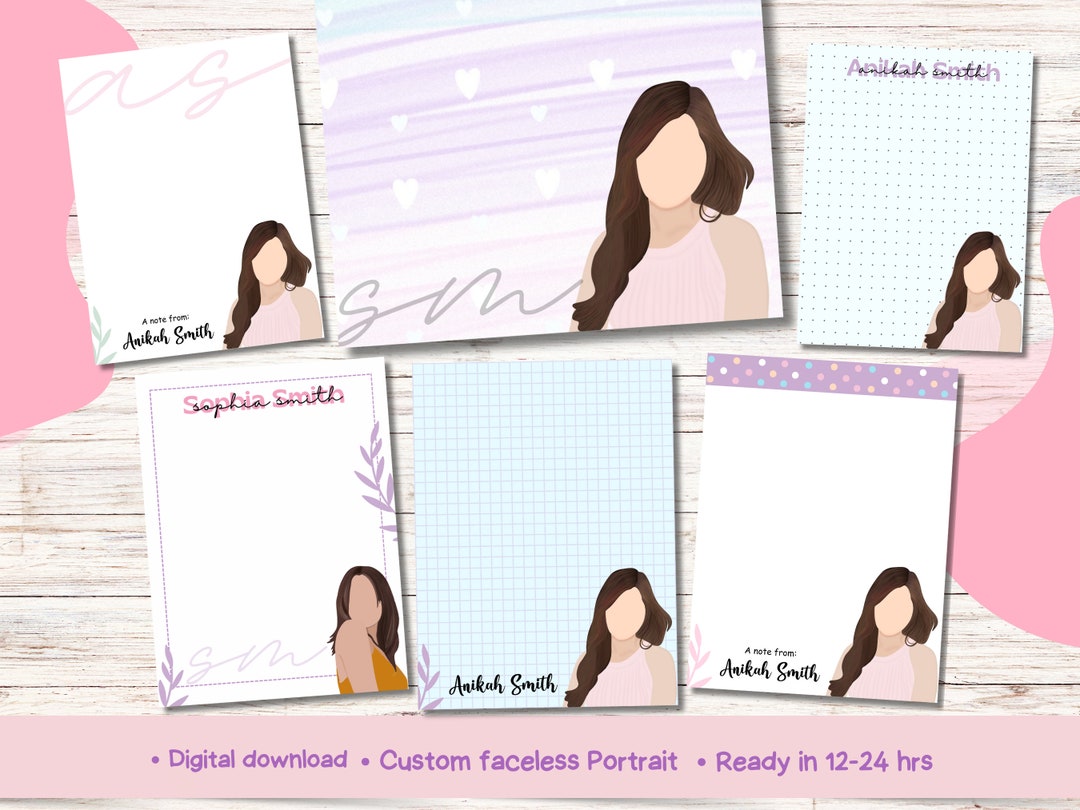 Personalized Portrait Notepad, Faceless Portrait Notepad, Custom ...
